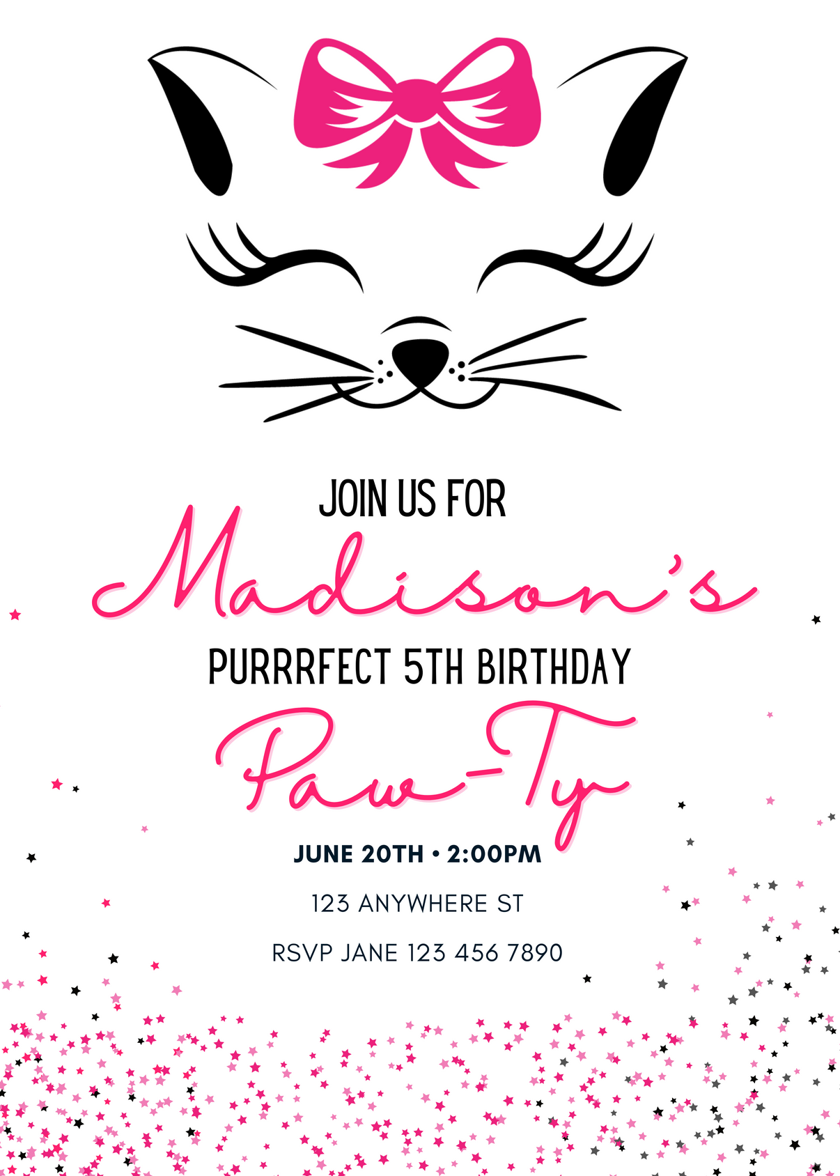 Cat themed birthday invitation – The Creative Hobbyist