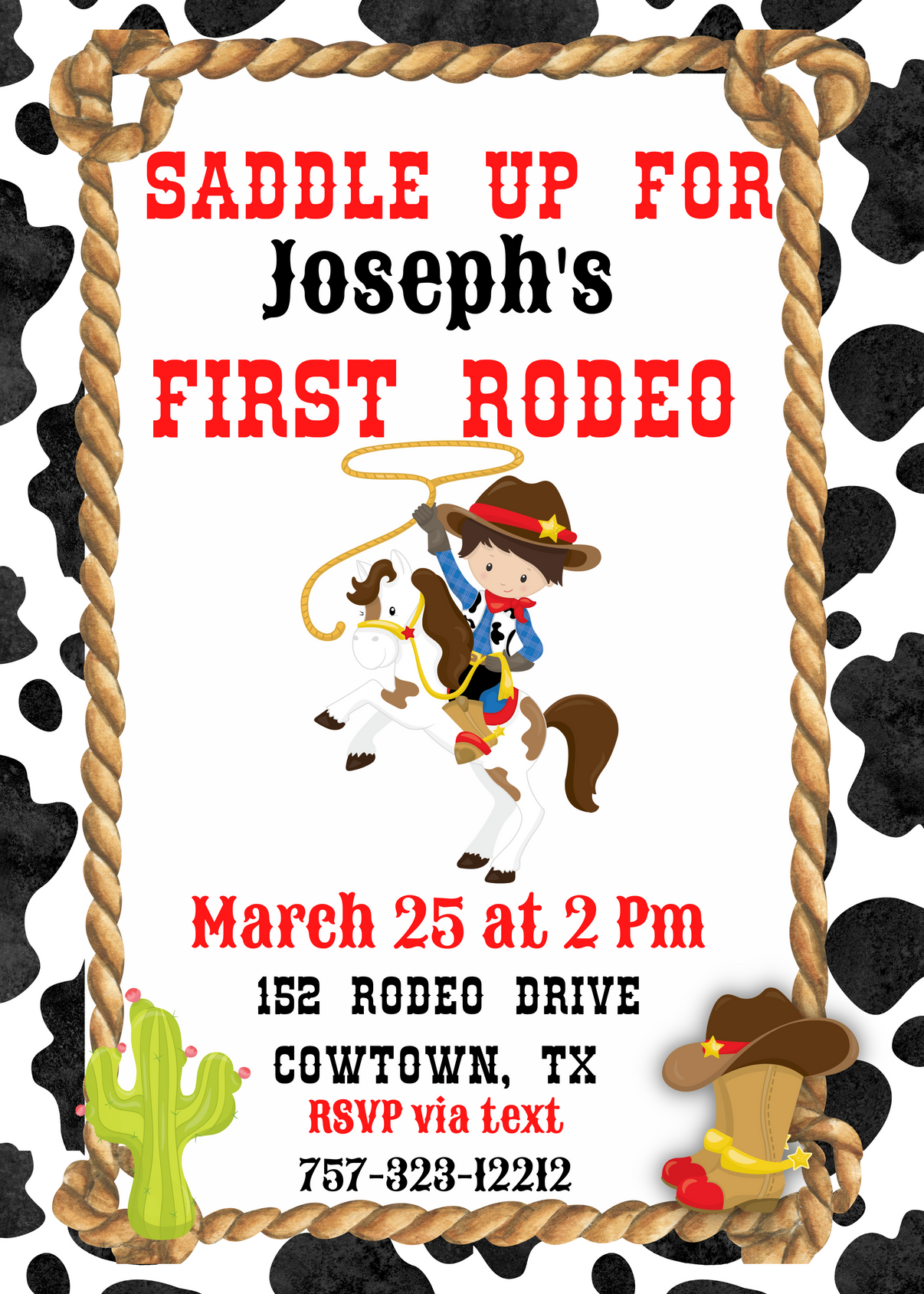 FIrst Rodeo birthday invitation – The Creative Hobbyist