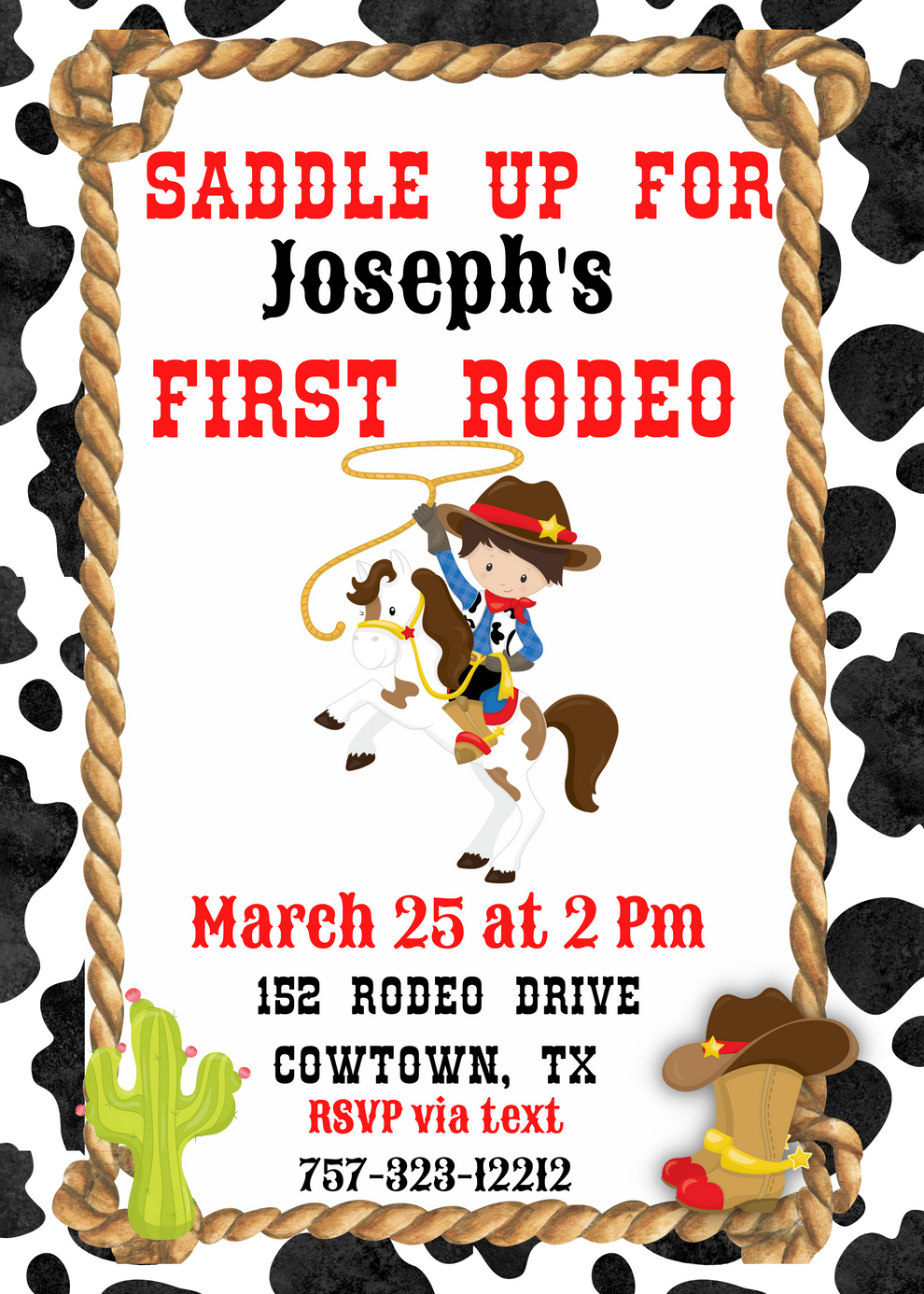 FIrst Rodeo birthday invitation – The Creative Hobbyist