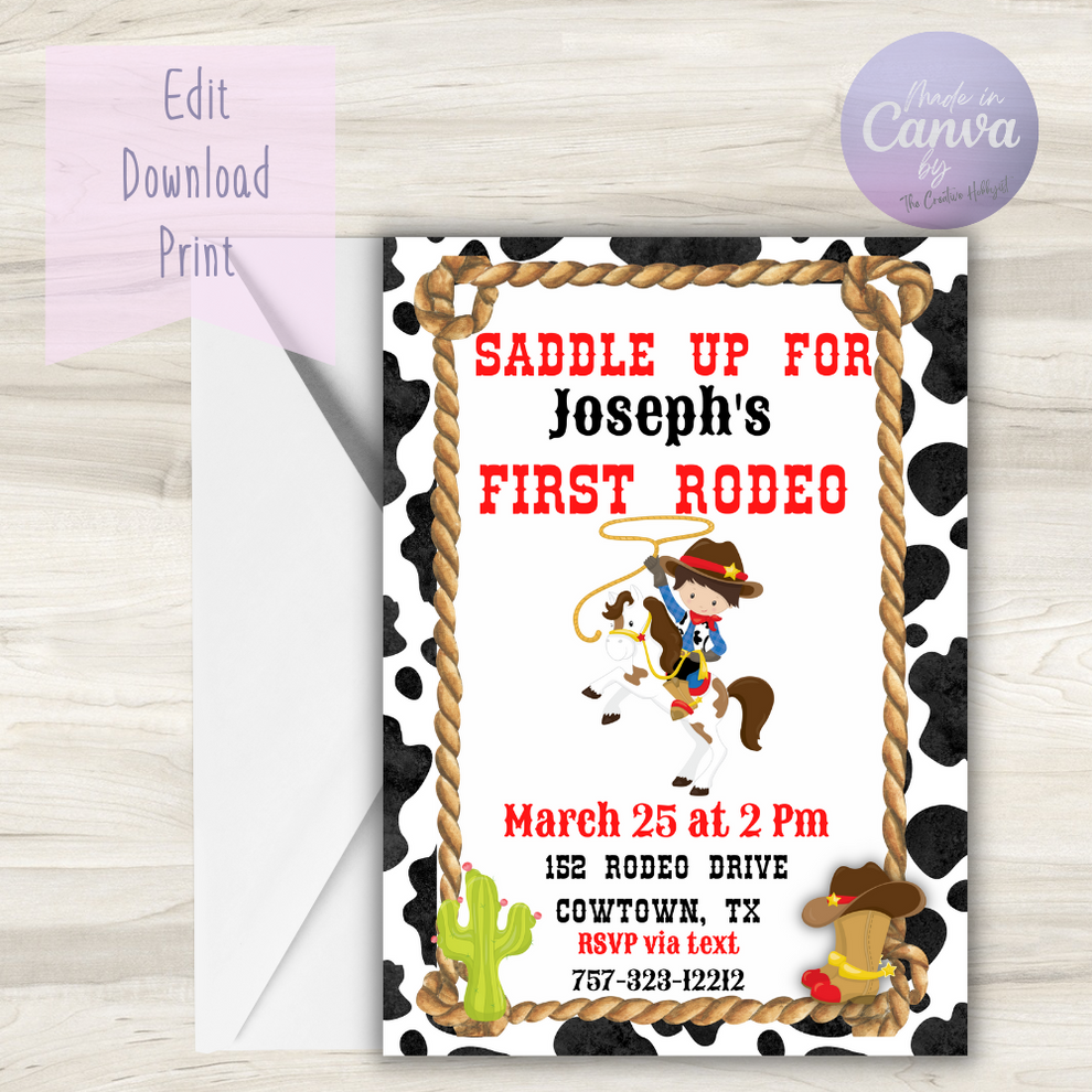 FIrst Rodeo birthday invitation – The Creative Hobbyist