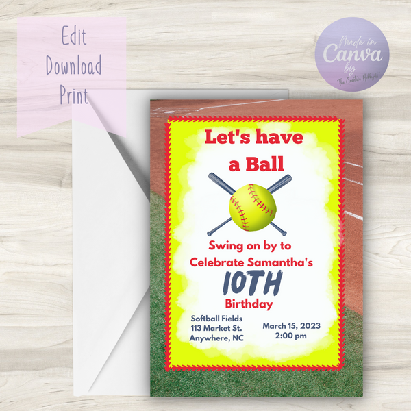 Softball birthday invitation – The Creative Hobbyist