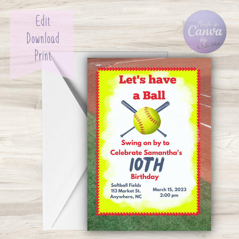 Softball birthday invitation – The Creative Hobbyist